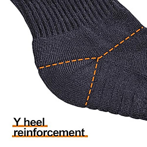 YUEDGE Men's Grey Performance Training Athletic Socks Moisture Wicking Cotton Cushioned Crew Socks for Men 10-13, 5 Pairs/PacK