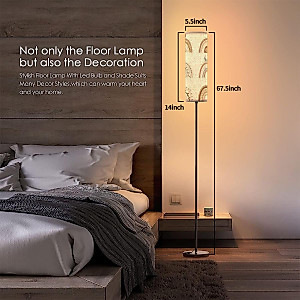RZNTJHUINA Boho Standing Lamps Hand Drawn Collection for Nursery Decoration Rainbows Pastel Minimalist Floor Lamp Metal Pole Lamp with Linen Lampshade for Bedroom Living Room Office Nursery Reading