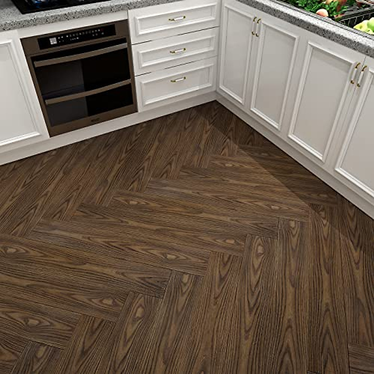 Decotalk Peel and Stick Wood Flooring Vinyl 15pcs Brown Wood Floor Tiles Self Adhesive 36"x6" Bathroom Floor Tile Waterproof Soft Vinyl Plank Flooring Laminate Wood Flooring Tiles for Kitchen Bathroom