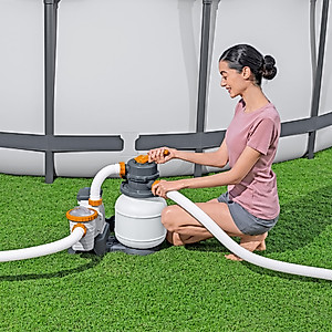 Bestway 58498E Flowclear 1500 Gallon Sand Filter Pool Pump for Above Ground 300 to 11,200 Gallon Swimming Pools with Adapter (Sand is Sold Separately)
