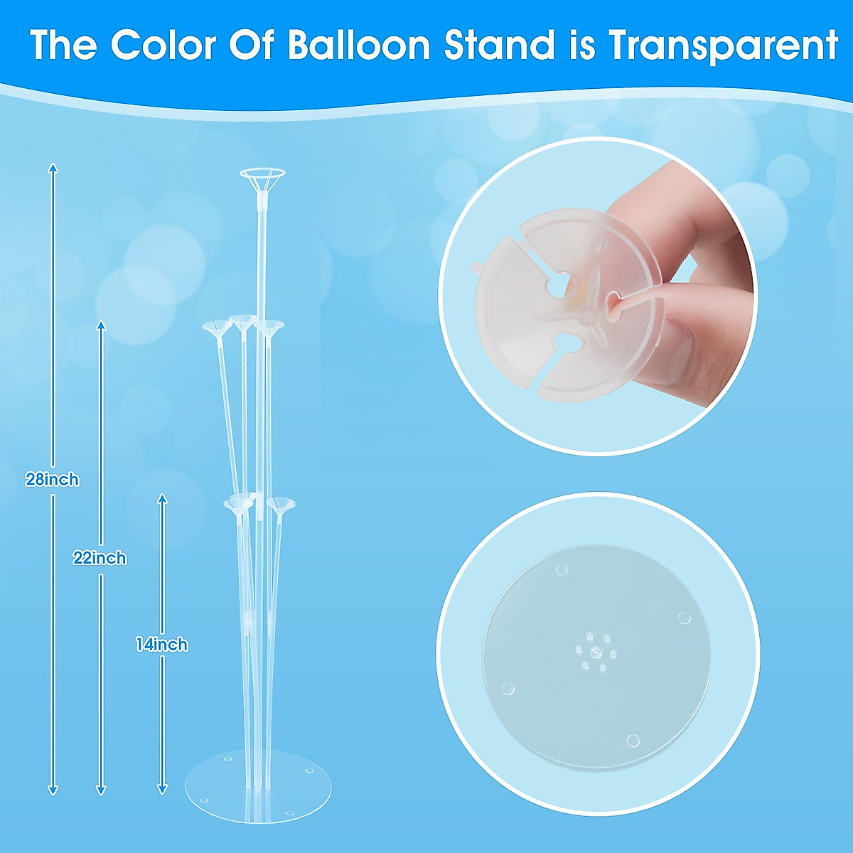 Balloon Stand Kit 4 sets Balloon Arch Stand with Base and Balloon Sticks for Christmas Table Graduation Wedding Birthday Baby Shower Gender Reveal Party Decorations