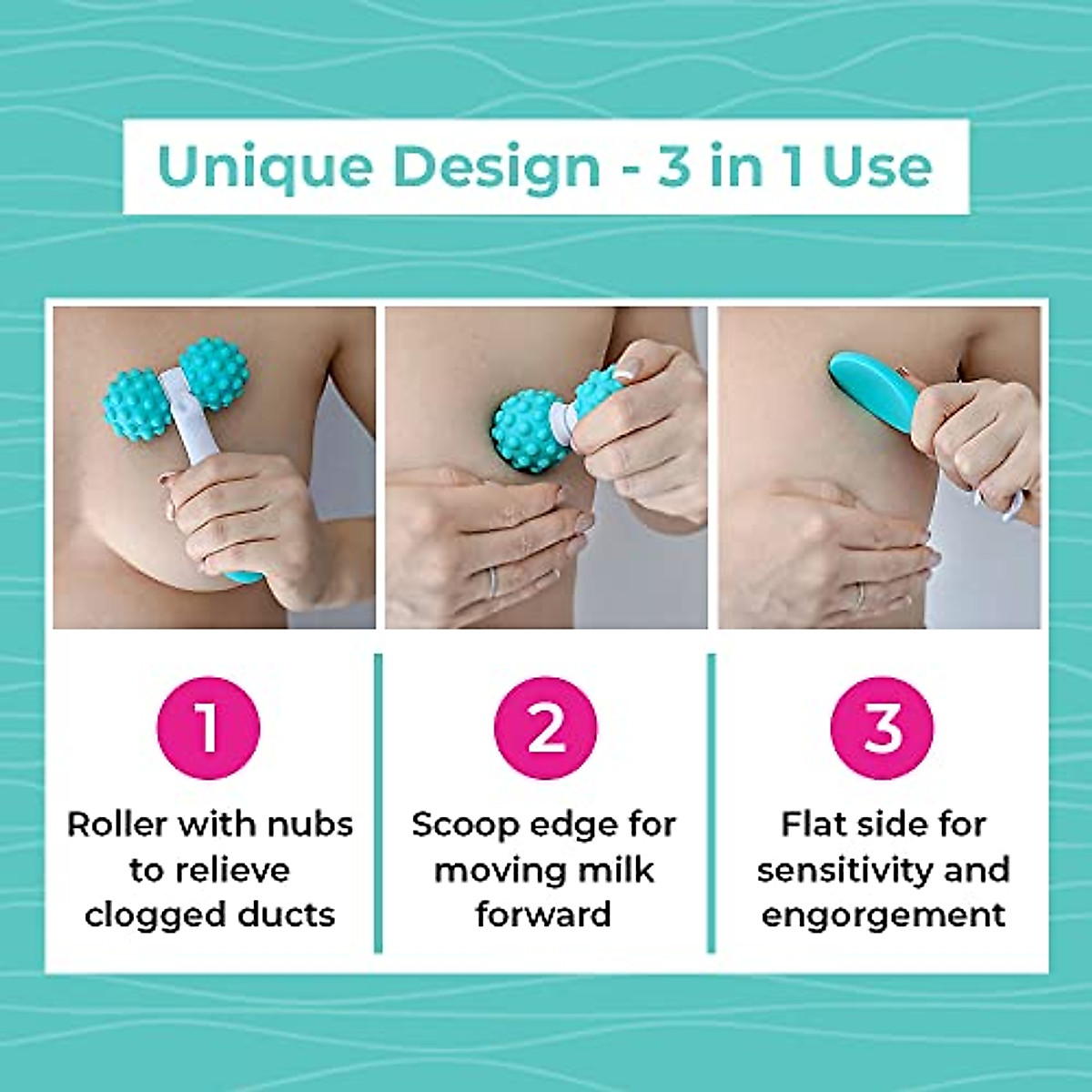 LaVie 5-in-1 Lactation Massager Roller, Manual Massage Roller, Breastfeeding Tool to Improve Milk Flow, Discomfort, Breast Massage, Medical Grade