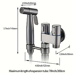 Toilet Bidet Sprayer Set, Stainless Steel Bidet Sprayer with Pressure Spray Gun, Handheld Bathroom Bidet for Feminine Wash, Cloth Diaper Cleaning, Baby Wash and Pets Shower, Gray