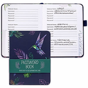 Beautiful Password Book with Alphabetical Tabs - Pocket Sized Internet Password Keeper for Seniors – The Perfect Notebook w/Address Sections Saves All Your Passwords and Recently Placed Orders