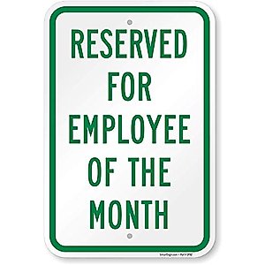 SmartSign - K-7744-P-PE-12x18-D1 "Reserved for Employee of the Month", Parking Sign | 12" x 18" Plastic Green on White