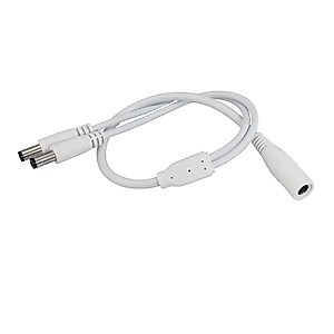 2-Pack White 1 to 2 Way DC Power Splitter Cable, Plug 5.5mm x 2.1mm, for CCTV Camera,LED Strip Light and More