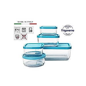 Bormioli Rocco Frigoverre Set of 5 Glass Food Storage Container Transparent 388840-SK5 Transparent