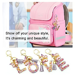 TTYY Initial Letter Keychain for Women Gift for Young Teenage Girl Gifts for Christmas to Mom Daughter Purple tassel (purple snow LetterB)