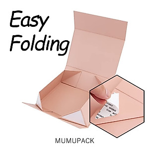 MUMUPACK Gift Box 8x7x3.3 Inches,Pink Gift Box with Lid, Storage Box Ribbon Magnetic Closure for Luxury Packaging Box for Presents,Wedding Christmas Birthdays Gift Packging