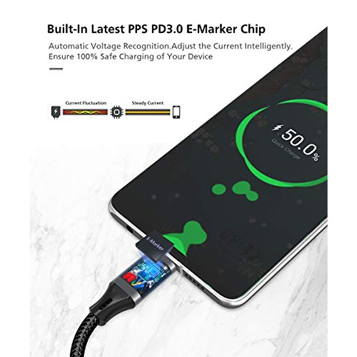 AGVEE 100W USB-C to USB-C Cable 2 Pack 6.6ft Braided Fast Type-C to C Charger, USBC 2.0 CtoC with E-Marker, PPS PD 3.0 Charging Cord for MacBook Pro 13" 15" 16", HP Envy & Spectre X360, Dark Gray