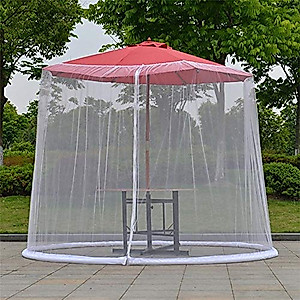 NKLC Outdoor Umbrella Table Screen, Patio Table Umbrellas, Mesh Mosquito Net Canopy Curtains, Adjustable Large Umbrella Hanging Tent(Black)
