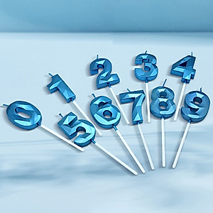 33rd Birthday Candles for Cake, Blue Number 33 3D Diamond Shaped Candle Birthday Decorations Party Supplies for Women or Men