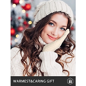 4 Pairs Womens Winter Gloves Warm Touch Screen Knit Fleece Gloves for Women Cold Weather (Black, Gray, Pink, Beige, One Size)