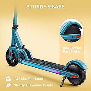 SmooSat PRO Electric Scooter for Kids, Colorful Rainbow Light, LED Display, Adjustable Speed and Height, Foldable, Ages 8 and Up, 2023 Model