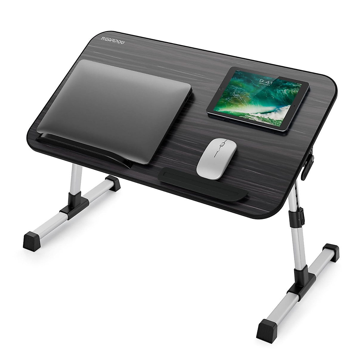 NEARPOW Laptop Bed Tray Table, Adjustable Laptop Bed Stand, Portable Standing Table with Foldable Legs, Foldable Lap Tablet Table for Sofa Couch Floor - Medium Size