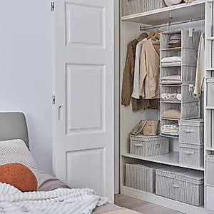 StorageWorks 6-Shelf Hanging Closet Organizers, Two 3-Shelf Separable Closet Hanging Shelves, 12" D x 12" W x 48 ¼"H, Gray and White Stripes