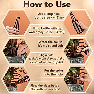 Upforesy 6 Pack Terracotta Watering Spikes for Indoor and Outdoor Plants - Simple and Easy Setup - Keep Plants Happy and Watered While You are Away