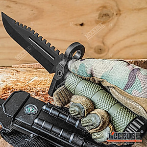 Tactical Knife Hunting Knife Survival Knife 13.75" Fixed Blade Knife With Combat Blade Camping Accessories Camping Gear Survival Kit Survival Gear Tactical Gear 79408 (Olive Green)