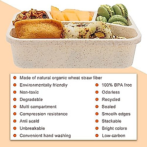 Meal Prep Container Microwave Safe, 4 Pack Bento Lunch Box, 4-Compartment Snack Container for School Work Travel, Lunch Containers for Adults, Bento Box for Kids, Reusable Dishwasher Safe