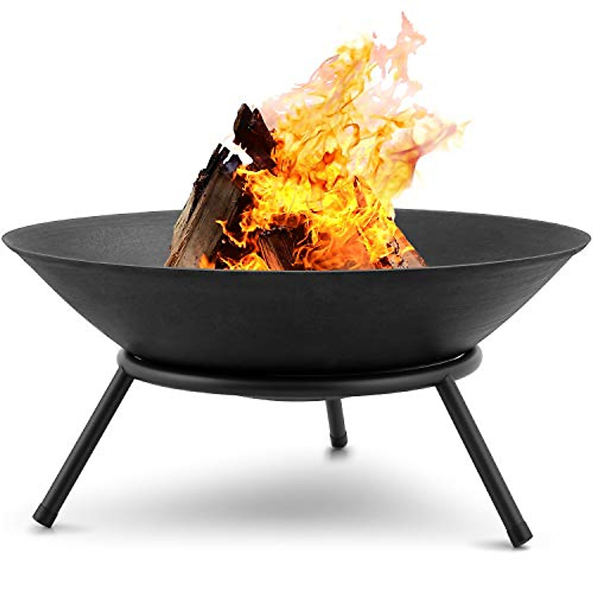 AMAGABELI GARDEN & HOME Fire Pit Outdoor Wood Burning Fire Bowl 22.6in with A Drain Hole Fireplace Extra Deep Large Round Outside Backyard Deck Camping Heavy Duty Metal Grate Rustproof