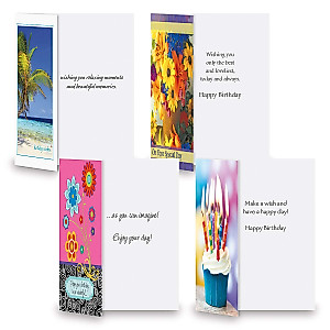 Mega Birthday Greeting Cards Value Pack - Set of 40 (20 designs), Large 5" x 7", Birthday Cards with Sentiments Inside, White Envelopes