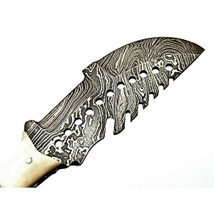 Skokie Knives Custom Hand Made Damascus Steel Hunting Tracker Knife Handle Camel Bone With Brass Spacer (Tracker W)