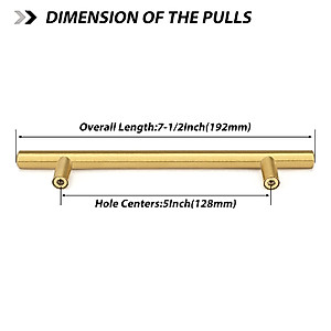 goldenwarm 25 Pack Brushed Brass Kitchen Cabinet Handles 5 inch Bar Pulls Gold Cupboard Door Pulls - LS201GD128 Modern Dresser Drawer Hardware, 128mm Hole Centers
