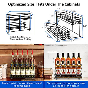 Coffee Syrup Organizer 2 Tier Syrup Bottle Holder Rack for Coffee Bar 10 Bottles Matte Black Wine Bottle Rack Coffee Syrup Stand Shelf for Syrup, Wine, Coffee Bar Organizer For Kitchen Coffee Shop