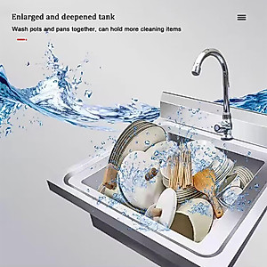 Commercial Restaurant Kitchen Sink Set, Freestanding Stainless Steel Sink,Stainless Steel Utility Sinks,with Drain Kit,for Outdoor Garage Restaurant Kitchen(39.4 * 23.6 * 31.5in)