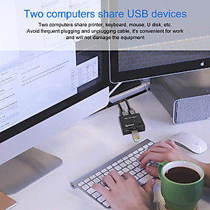 USB 3.0 Switch Selector, 2 in 1 Out USB Switcher for 2 Computers Share 1 USB Devices, Mouse, Keyboard, Scanner, Printer, Etc