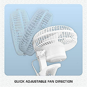 Hurricane Classic 6 Inch Clip Fan, 2 Speed Portable Mini Desk Personal Table Fan with Adjustable Tilt for Home Office, Stroller, and Travel, White