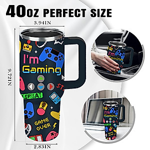 Gamer Gifts for Men Boys, 40oz I'm Gaming Do Not Disturb Tumbler Cup, Teen Boy Gifts Gaming Stuff, Game Lover Gifts for Gaming Mugs, Game Presents for Son Boyfriend Birthday Christmas Gifts for Men