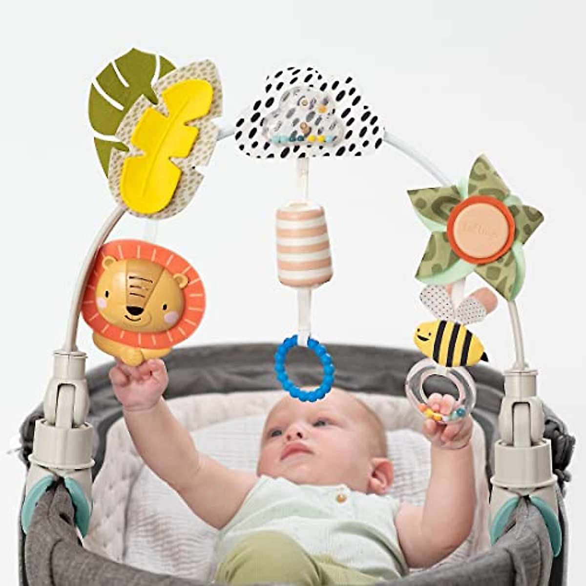 Taf Toys Savannah Adventures Arch. Ideal for Infant and Toddlers, Fits Stroller, Pram and Car Seat, Activity Arch with Fascinating Toys, Stimulates Baby’s Senses and Motor Skills Development