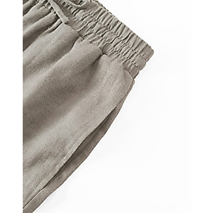 Weintee Women's Linen Crop Pants Capris with Pockets 2X Dark Khaki
