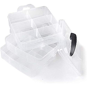 ULTNICE Mini Jewellery Storage Box Transparent Compartment Case with Removable Dividers (3 Layer and 18 Compartment)