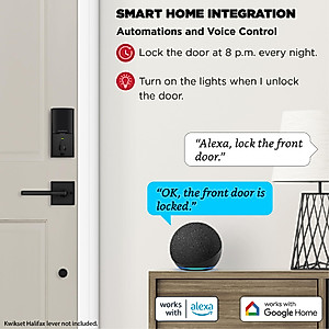 Kwikset Halo Touch Contemporary Square Wi-Fi Fingerprint Smart Lock No Hub Required featuring SmartKey Security in Matte Black (99590-004)
