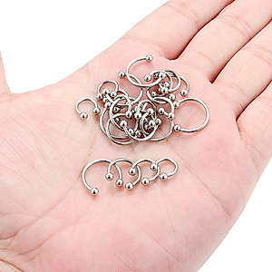 Ruifan 24PCS 16G Surgical Steel Nose Septum Horseshoe Earring Eyebrow Tongue Lip Nipple Helix Tragus Piercing Rings Jewelry 6mm 8mm 10mm 12mm Silver