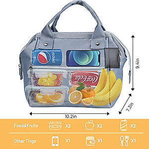 Charcy Lunch Bag for Women, Large Lunch Box for Men Heavy Duty, Reusable Lunch Tote for Work - Blue - Upgrated