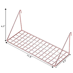 GRIDYMEN Straight Flat Display Shelf for Wall Grid Panel, Wire Hanging Organizer Rack Bin Storage Mountable, 11.8" Width x 4.3" Depth, Rose Gold