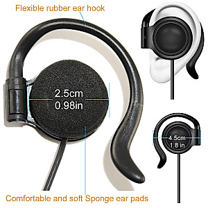 EXMAX SEP-01 Sports Stereo Headphones 3.5mm Headset Single Side Ear Hook Bass Earphone for Wireless Tour Guide System Receiver MP3 Player Laptop Computer Tablets-Left Side