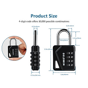DELSWIN Combination Lock, 4 Digit Locker Lock Small Combo Lock with Name Tags for Gym School, Number Code Padlock for Outdoor Shed Fence (2Pcs)