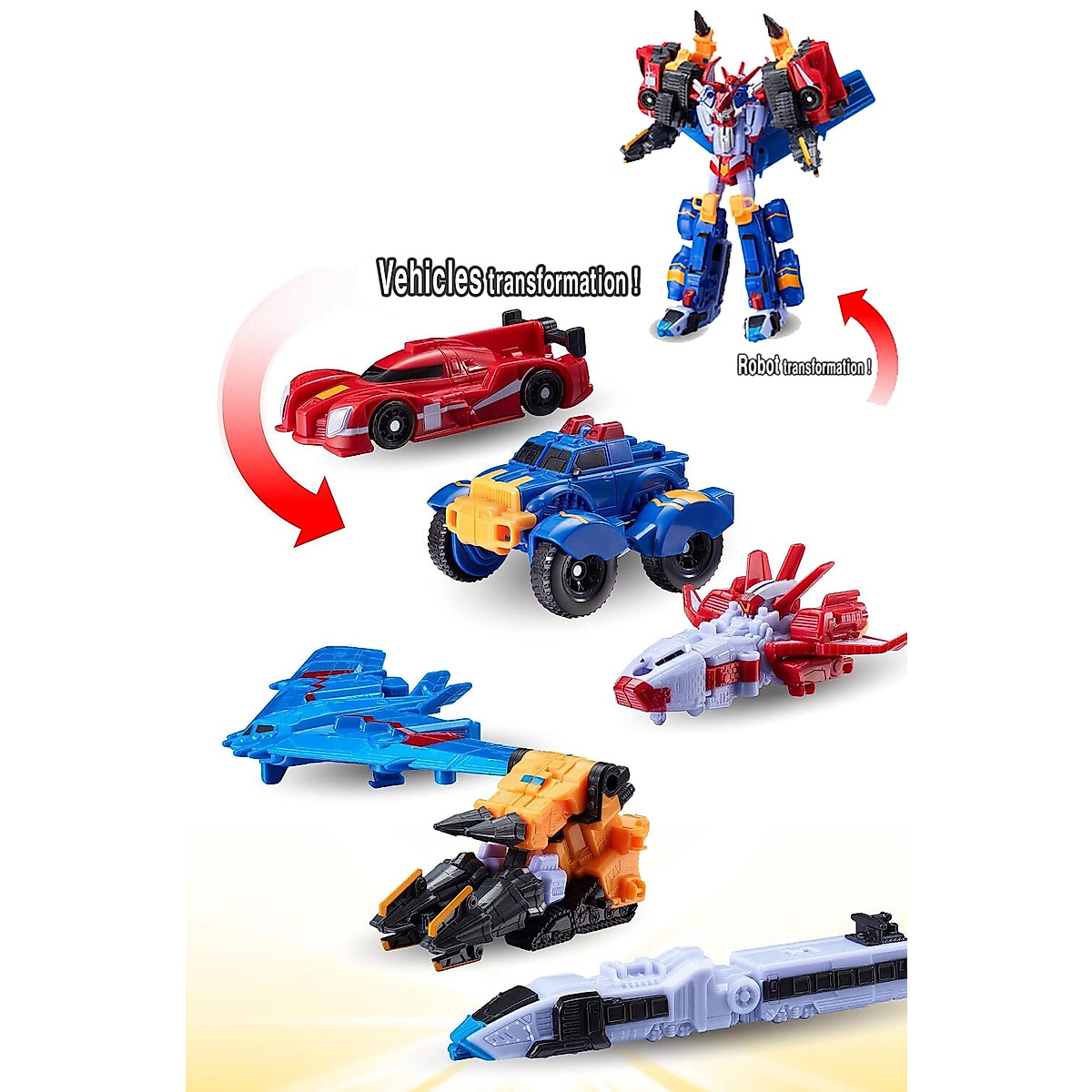 Priming Water Mini MasterV/Popular Toy / 6 Mini Vehicles can be Separated and Combined into Master V Robot, Master V Robot
