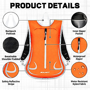 Sborter Small Lightweight Backpack for Cycling/Walking/Running/Hiking/Skiing/Short Trip/School, 14L Hydration Pack Rucksack for Women Men