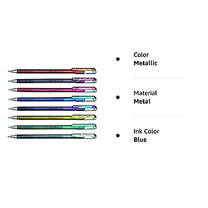 Pentel Hybrid Dual Metallic Liquid Gel Roller Pen YK110/8-M - Pack of 8 Pens in 16 Shimmering Metallic Colours