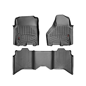 WeatherTech Custom Fit FloorLiners for Ram Truck 1500 Classic, Ram 1500 Classic, Ram 2500/3500, Ram 1500 (Crew Cab, Carpet Floor) - 1st & 2nd Row (444781-442163), Black