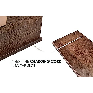 TESLYAR Wood Phone Docking Station Ash Key Holder Wallet Stand Watch Organizer Men Gift Husband Wife Anniversary Dad Birthday Nightstand Purse Father Graduation Male Travel Idea Gadgets… (Brown)