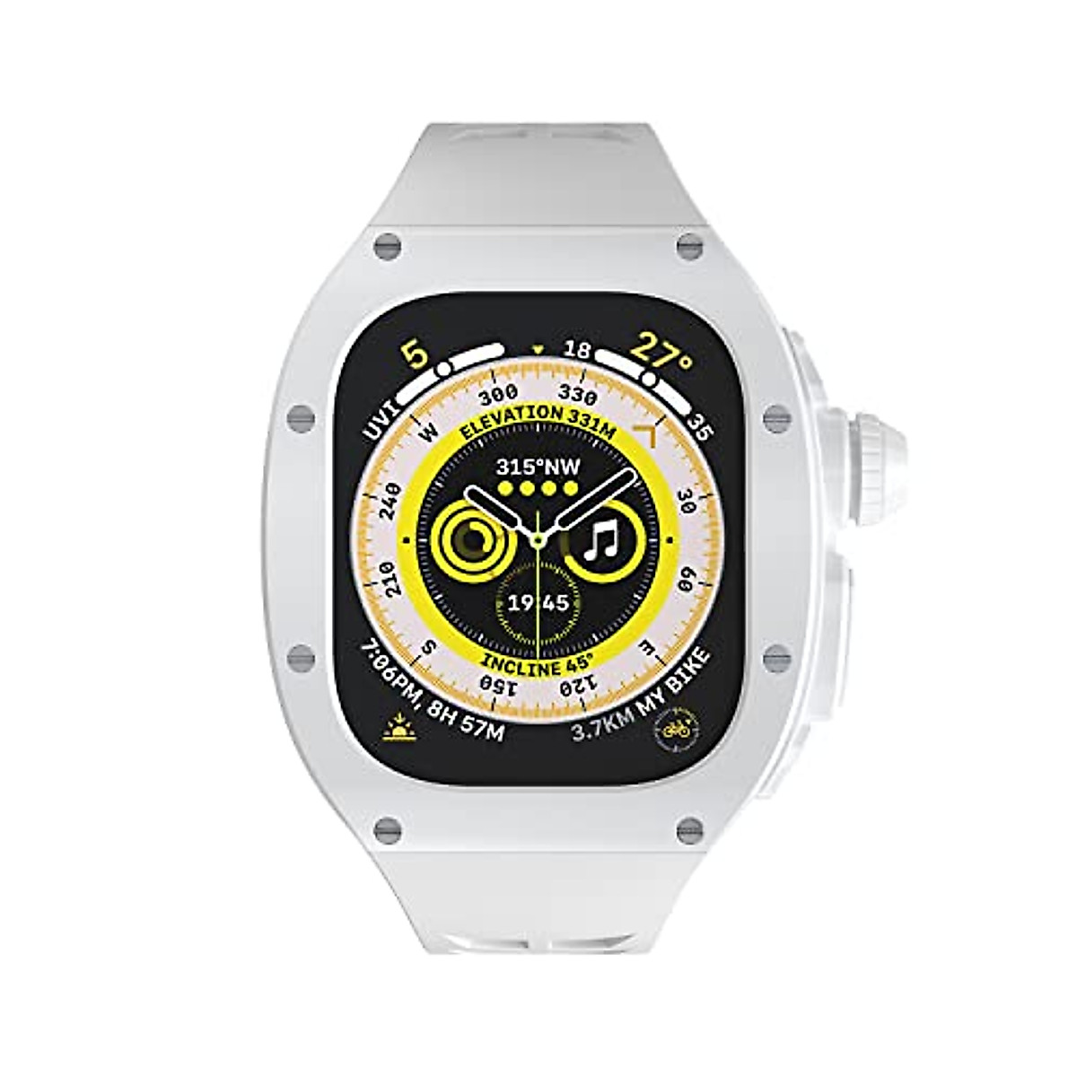 Translucent Hard Case with Band for Apple Watch Ultra 49mm, Crystal Clear Bumper with Silicone Strap for iWatch Ultra 49mm, Luxury Rugged Military Tactical Heavy Duty Protective Case for Watch Ultra.