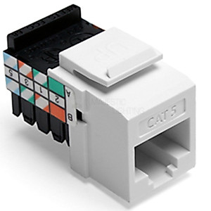 Leviton 5G108-BW5 GigaMax 5E QuickPort Connector, Cat 5E, White, 25-Pack