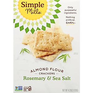 Simple Mills Almond Flour Crackers, Rosemary & Sea Salt - Gluten Free, Vegan, Healthy Snacks, 4.25 Ounce (Pack of 1)