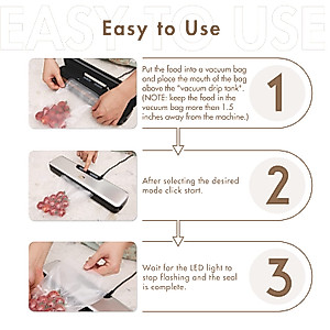 Aoresac Vacuum Sealer Machine, Automatic Food Vacuum Sealer for Food Storage and Sous Vide, Dry/Moist Modes, 13Inch Compact Design with 10Pcs Vacuum Sealer Bag for All Saving Needs Starter Kit